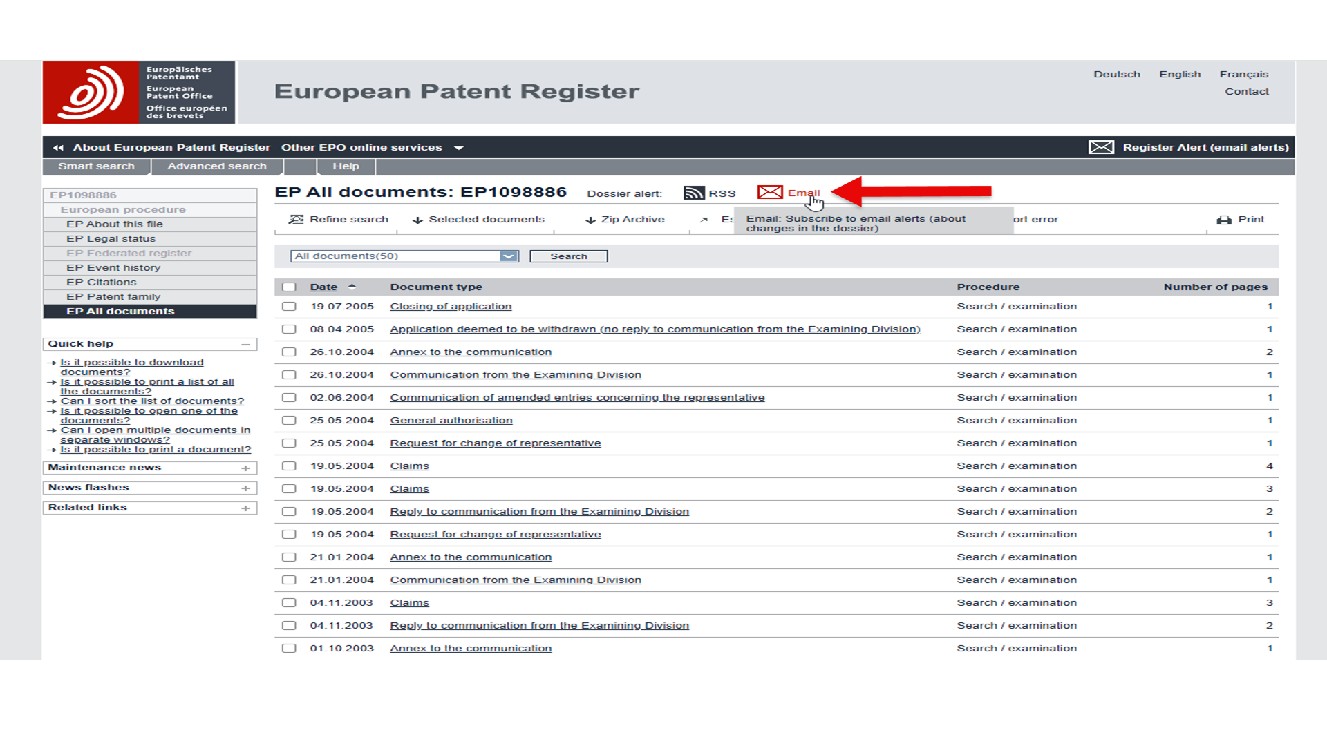Monitoring services in the European Patent Register | epo.org